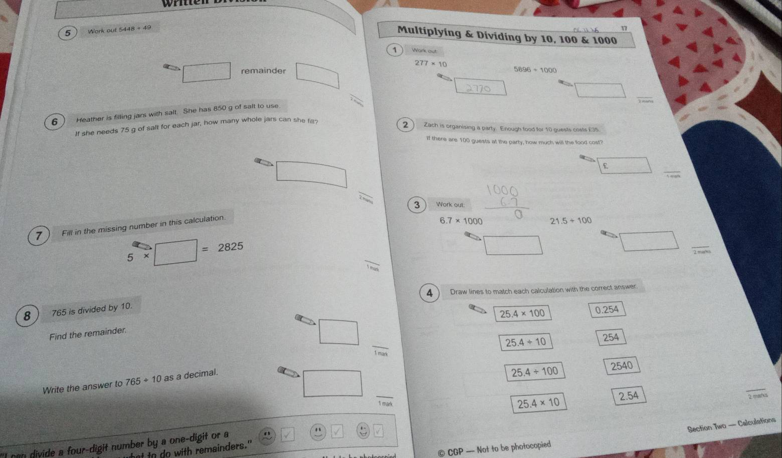 Solved: Work out 5448 + 49 17 Multiplying & Dividing by 10, 100 & 1000 ...
