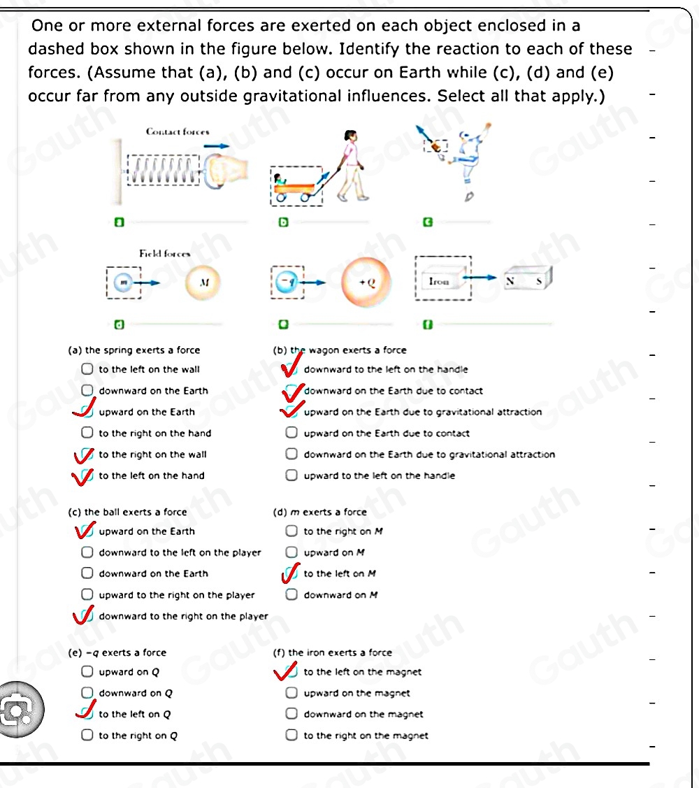 Solved: One or more external forces are exerted on each object enclosed ...