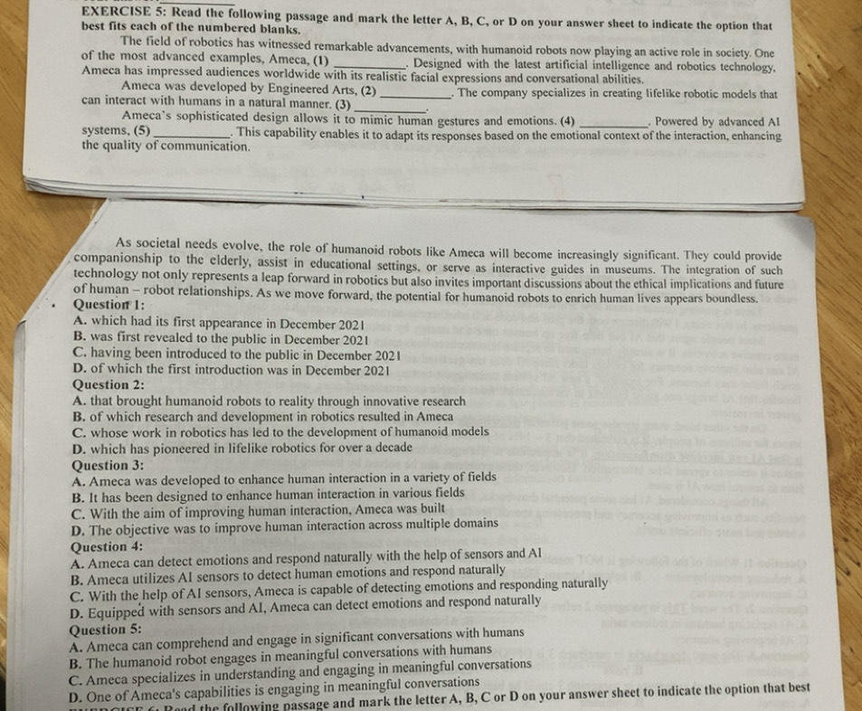 Giải quyết:Read the following passage and mark the letter A, B, C, or D ...