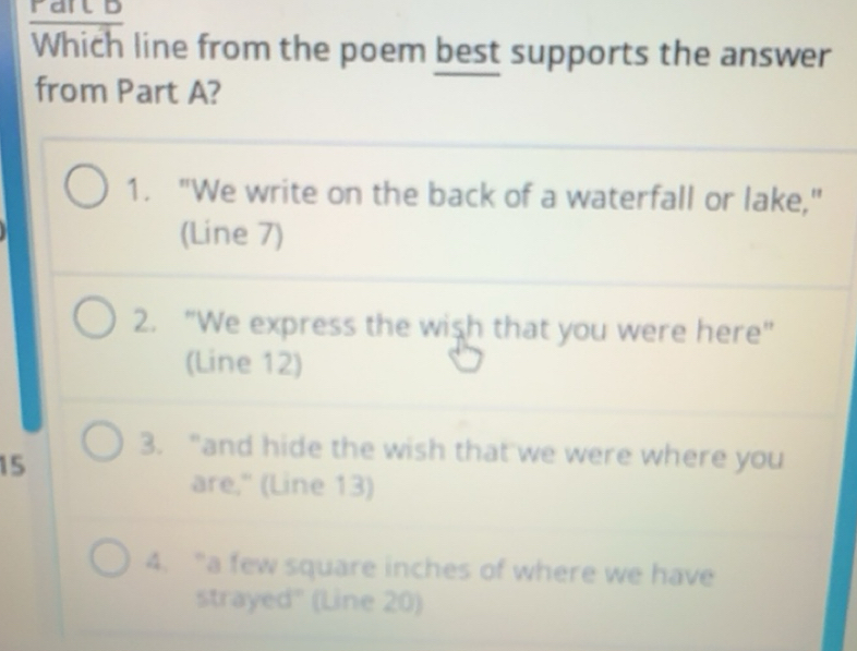 Gelöst:an Which line from the poem best supports the answer from Part A ...
