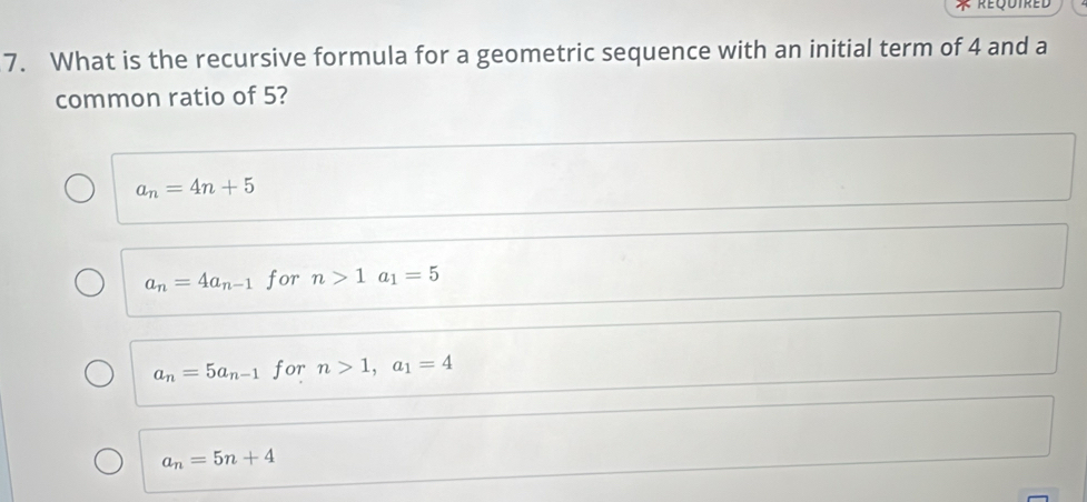 Solved: What is the recursive formula for a geometric sequence with an ...