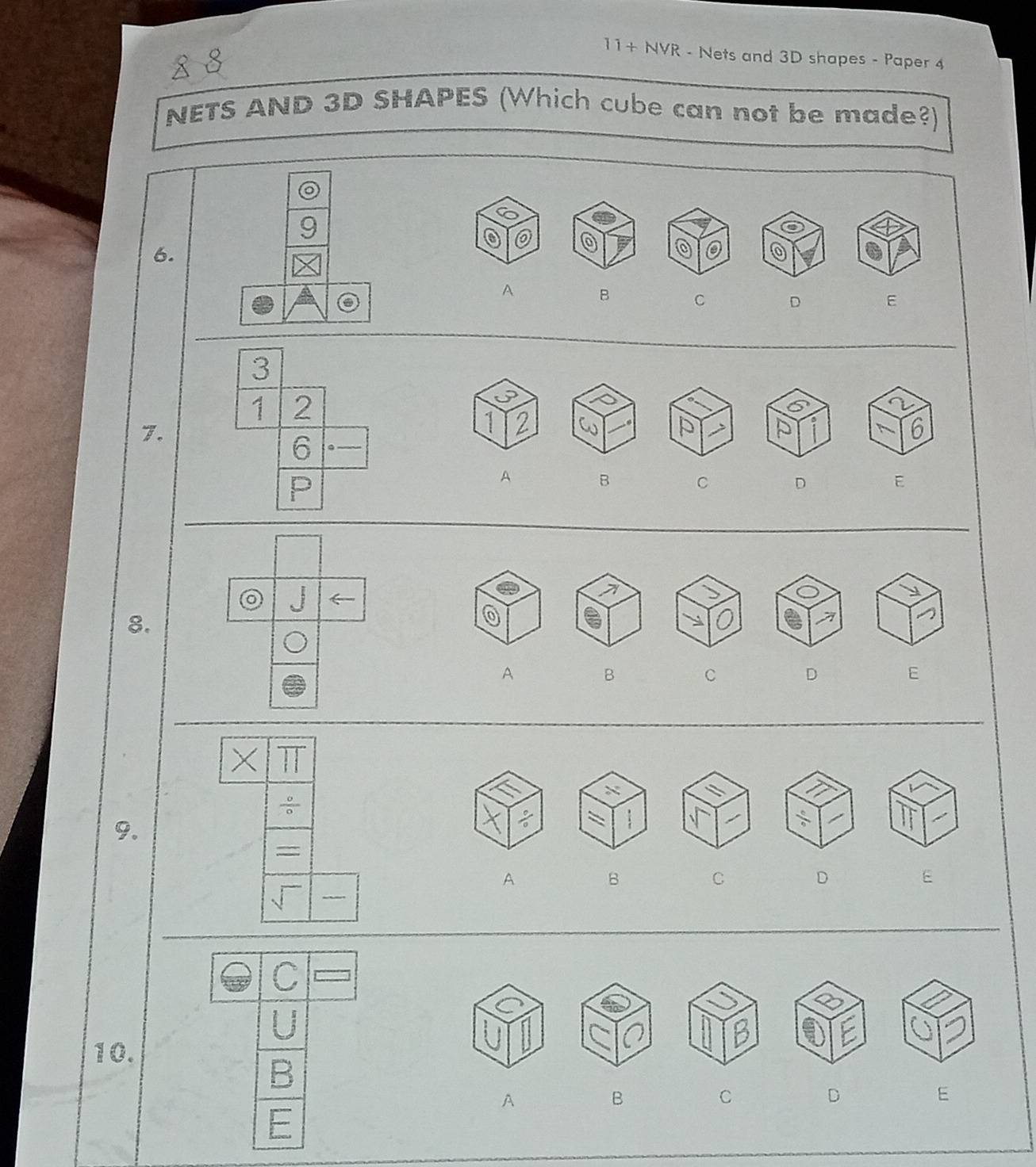 Solved: 8 11+NVR - Nets and 3D shapes - Paper 4 NETS AND 3D SHAPES ...
