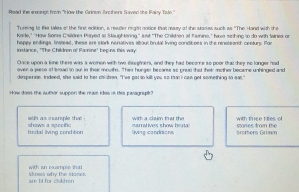 Résolu :Read the excerpt from "How the Grimm Brothers Saved the Fairy ...