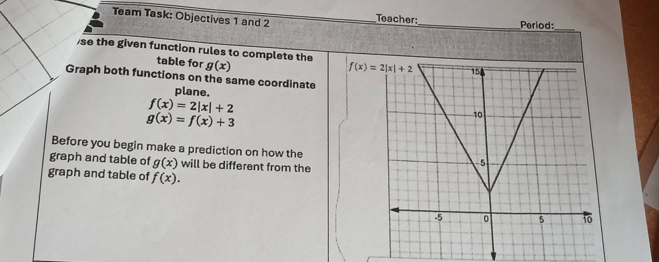 Solved: Team Task: Objectives 1 and 2 Teacher:_ Period:_ /se the given ...