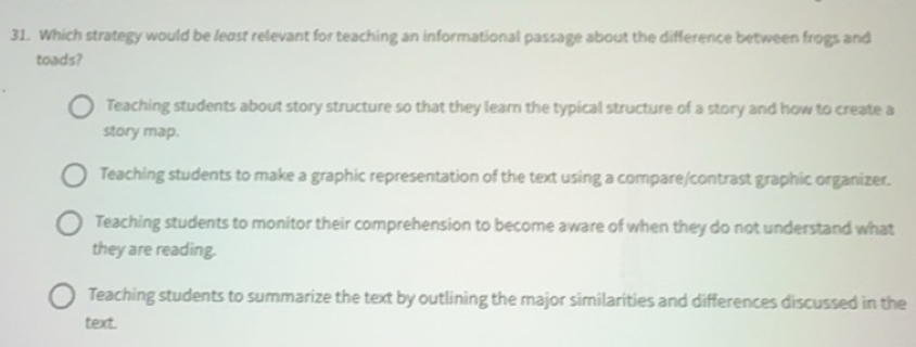 Solved: Which strategy would be least relevant for teaching an ...