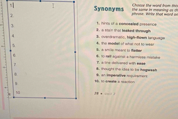 Solved: Choose the word from this Synonyms the same in meaning as th 2 ...