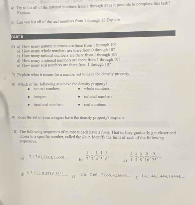 Solved: Try to list all of the rational numbers from 1 through 5? Is it ...
