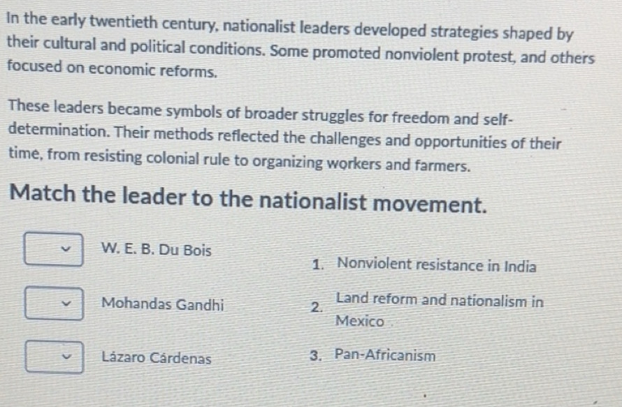 Solved: In the early twentieth century, nationalist leaders developed ...