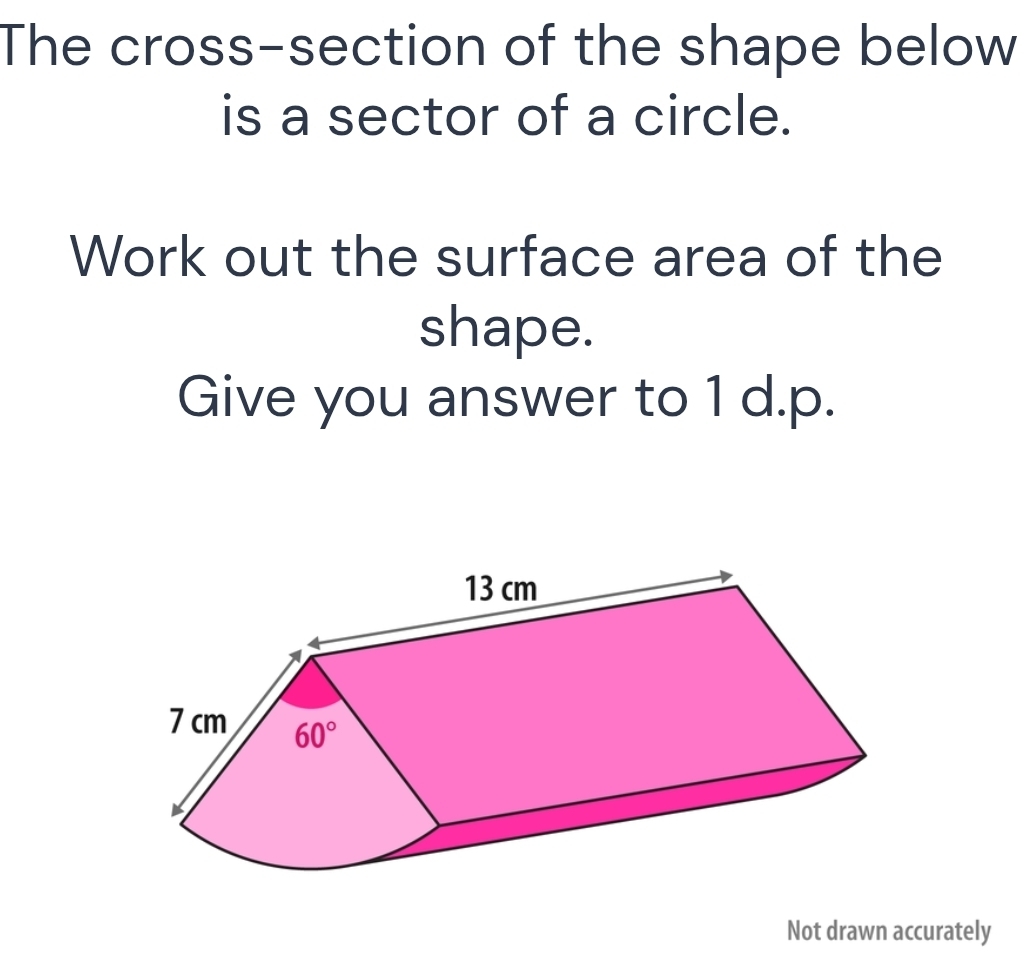 Solved: The cross-section of the shape below is a sector of a circle ...