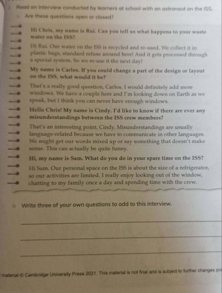 تم الحل:Read an interview conducted by learners at school with an ...