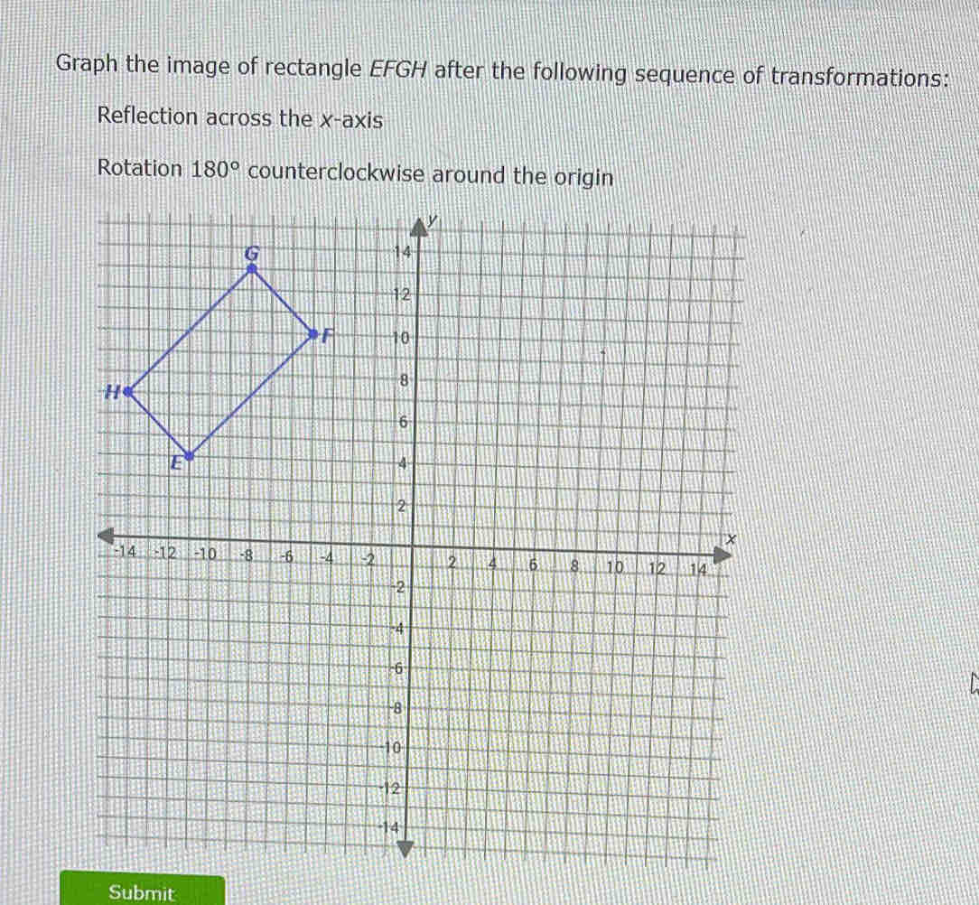 Solved: Graph the image of rectangle EFGH after the following sequence ...