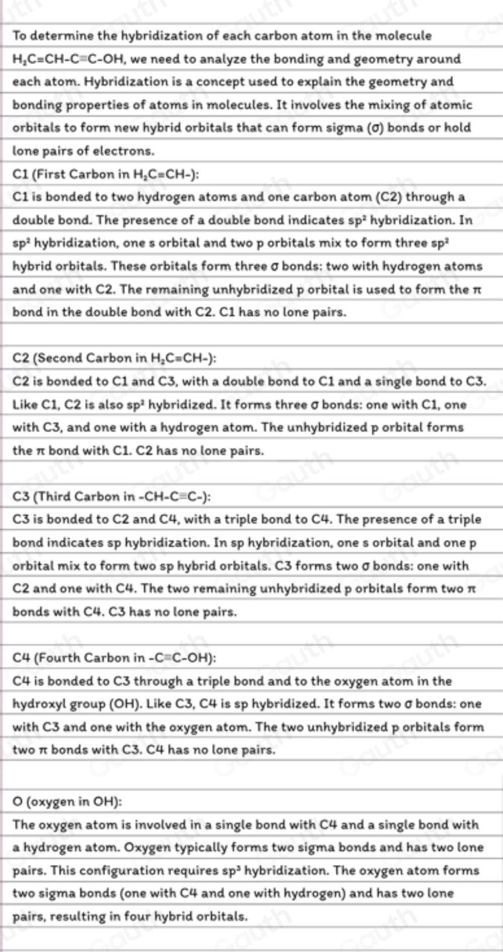 Solved: For the molecule shown below, determine the hybridization for ...
