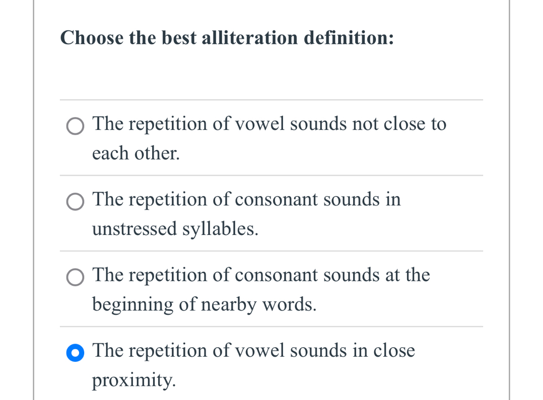 تم الحل:Choose the best alliteration definition: The repetition of ...