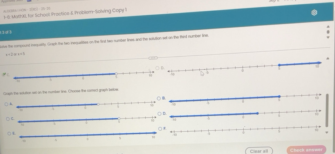 Solved: ALGEBRAI HON- 2(RD) - 25-26 1-6: MathXL for School: Practice & Problem-Solving Copy 1 t ...