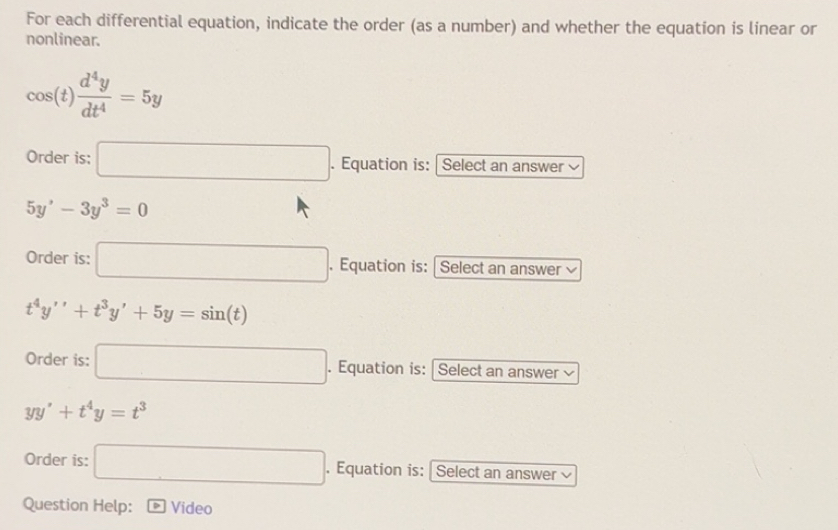 Solved: For each differential equation, indicate the order (as a number ...