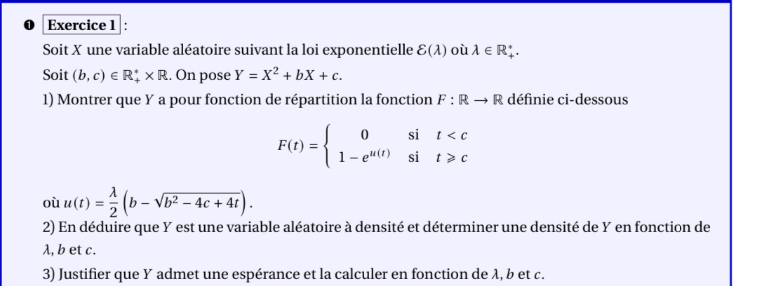 Résolu :Soit X une variable aléatoire suivant la loi exponentielle ...