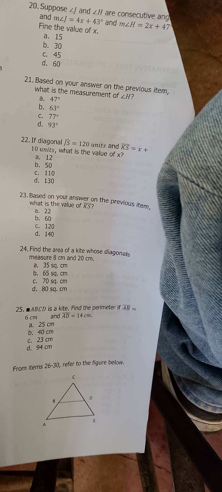 Solved: Suppose ∠ J and ∠ H are consecutive ang and m∠ J=4x+43° and m∠ ...