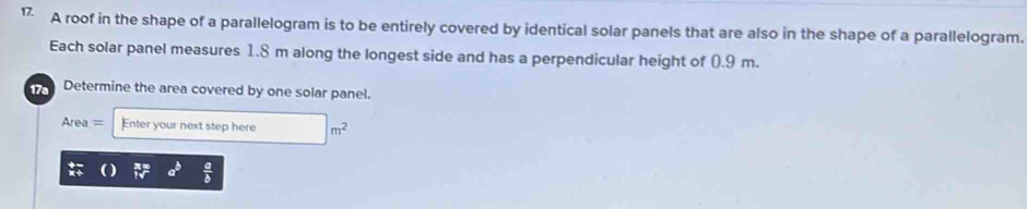 Solved: A roof in the shape of a parallelogram is to be entirely ...