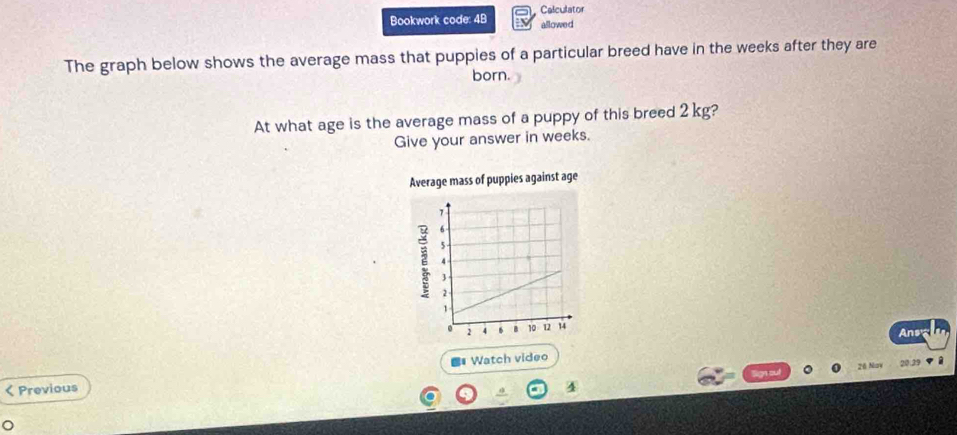 Solved: Calculator Bookwork code: 49 allowed The graph below shows the ...
