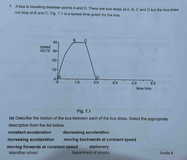 Solved: A bus is travelling between points A and D. There are bus stops ...