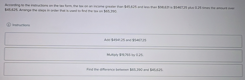 Solved: According to the instructions on the tax form, the tax on an ...
