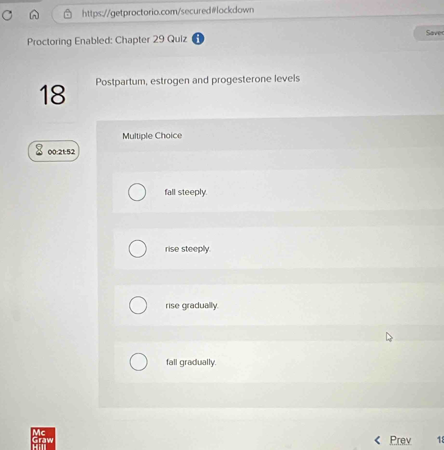 Solved: Save Proctoring Enabled: Chapter 29 Quiz Postpartum, estrogen ...