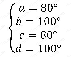 Solved: Two straight lines cross at a point. b+c+d=280° Work out the ...