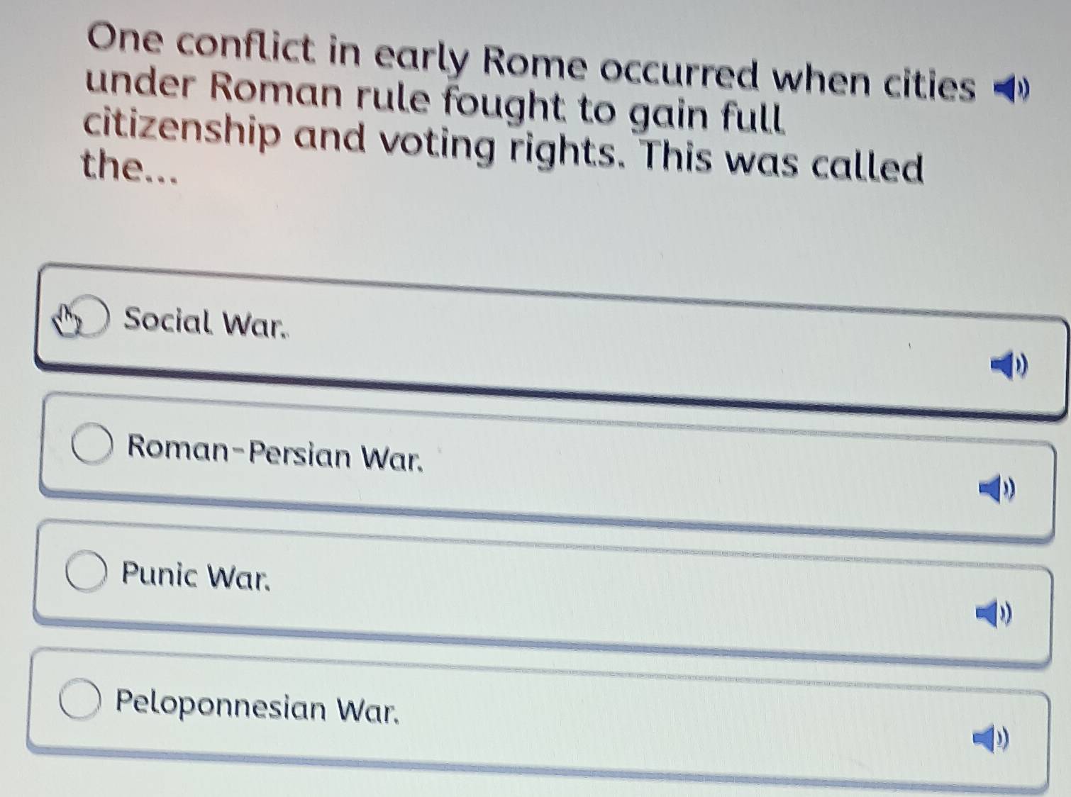Solved: One conflict in early Rome occurred when cities under Roman ...