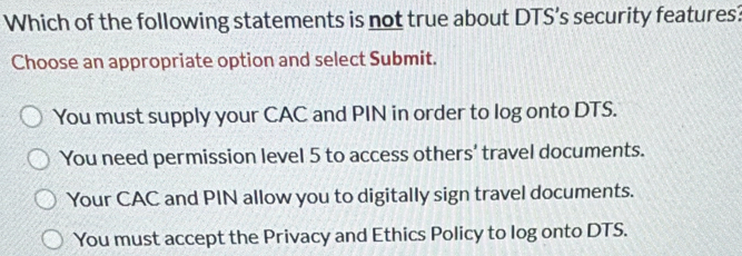 Solved: Which of the following statements is not true about DTS ’s ...