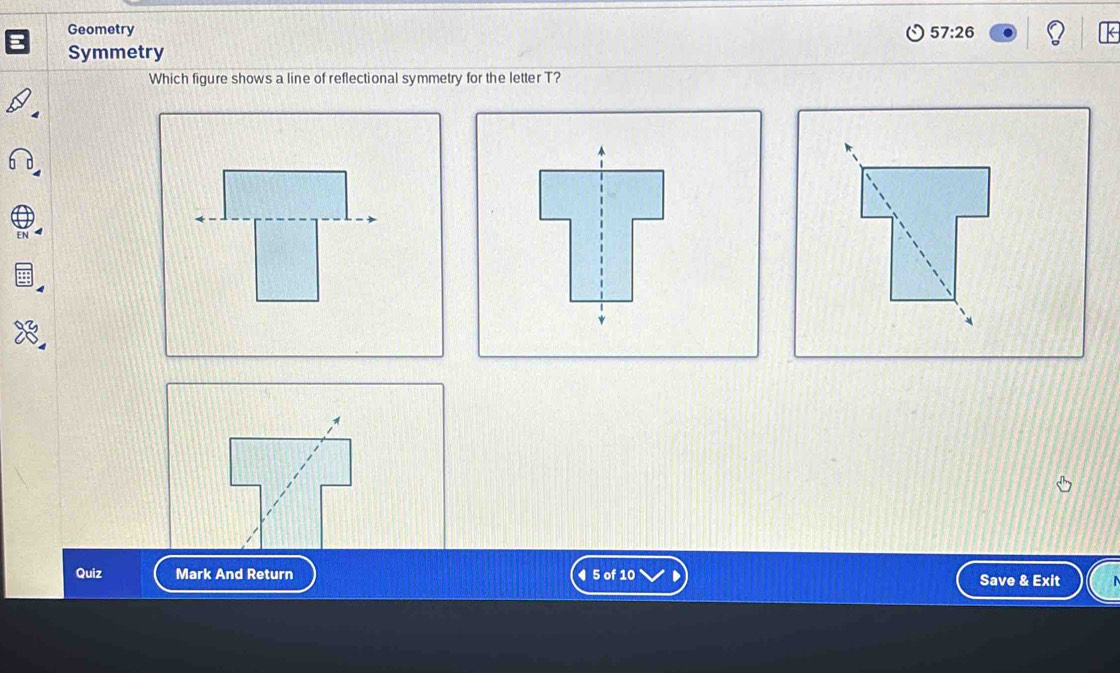 Solved: Geometry 57:26 Symmetry Which figure shows a line of ...