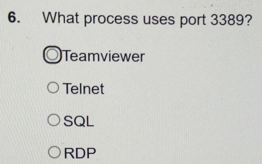 Solved: What process uses port 3389? Teamviewer Telnet SQL RDP [Others]