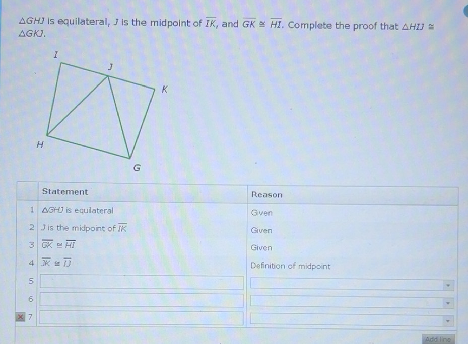 Solved: GHJ is equilateral, J is the midpoint of overline IK , and ...