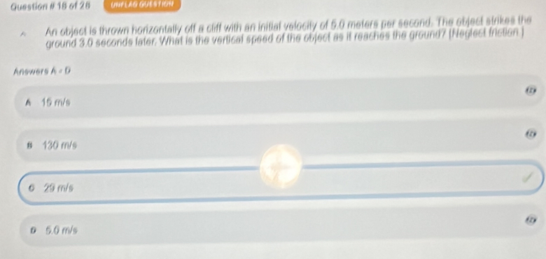 Solved: Question # 18 of 28 UNFLAG GUESTION A An object is thrown ...