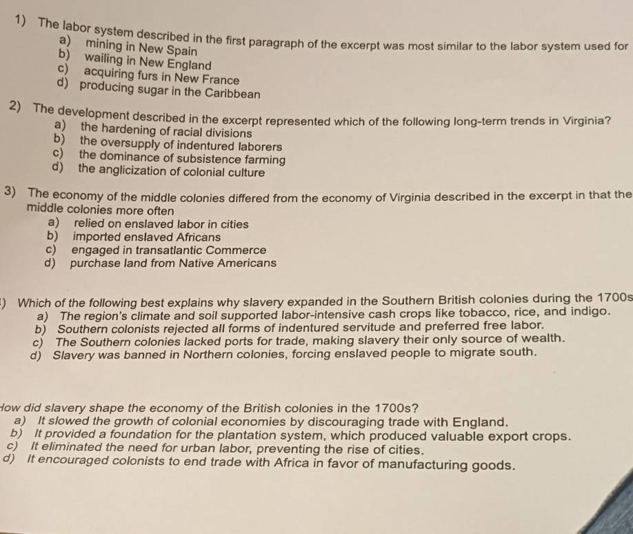 Solved: The labor system described in the first paragraph of the ...