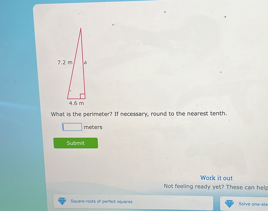 Solved: What is the perimeter? If necessary, round to the nearest tenth ...