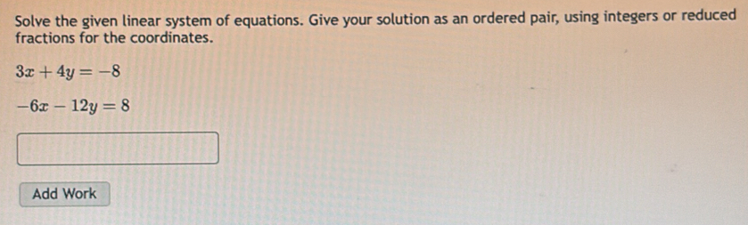 Solved: Solve the given linear system of equations. Give your solution ...