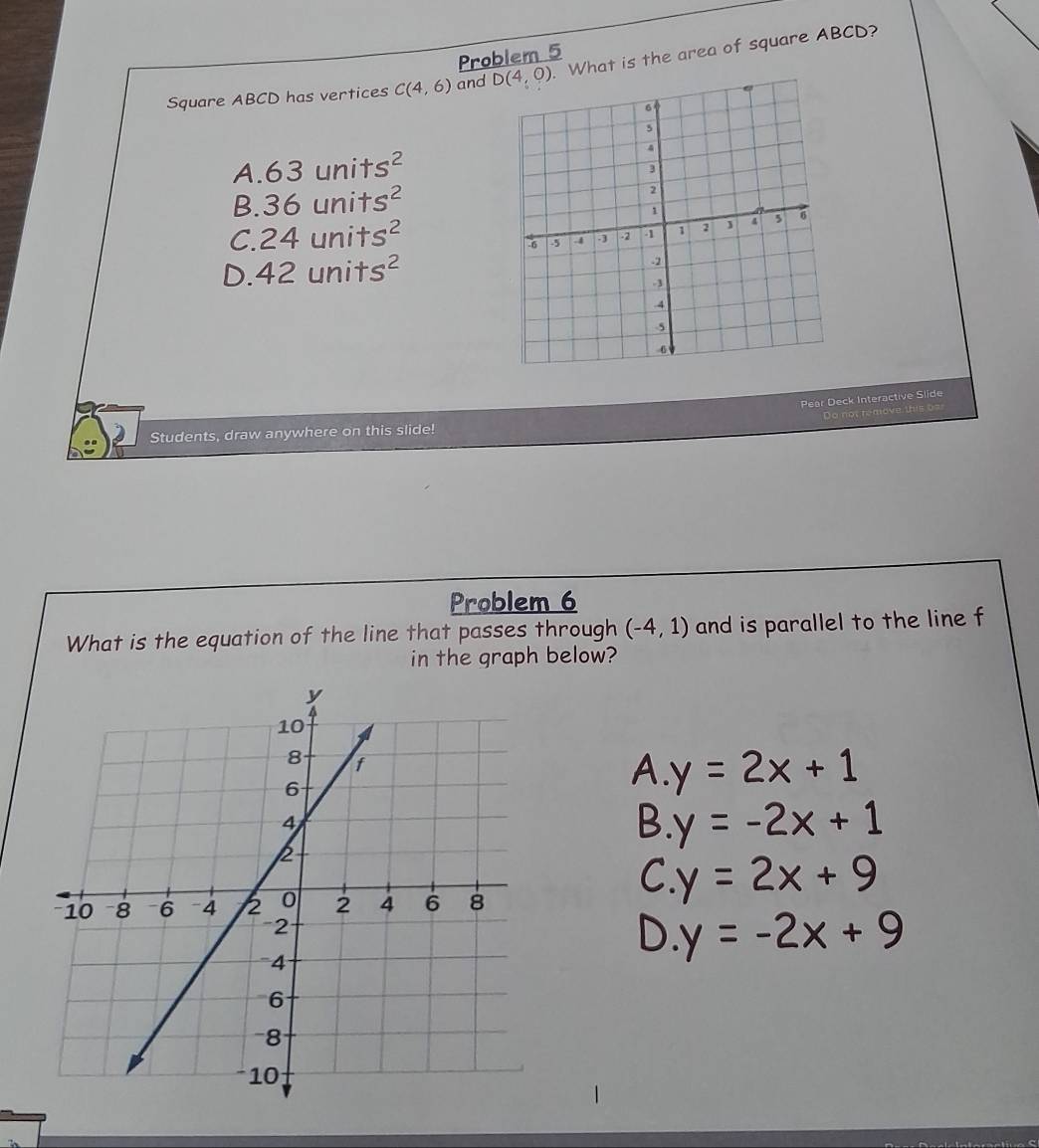Solved: Problem 5 Square ABCD has vertices C(4,6) and . What is the ...