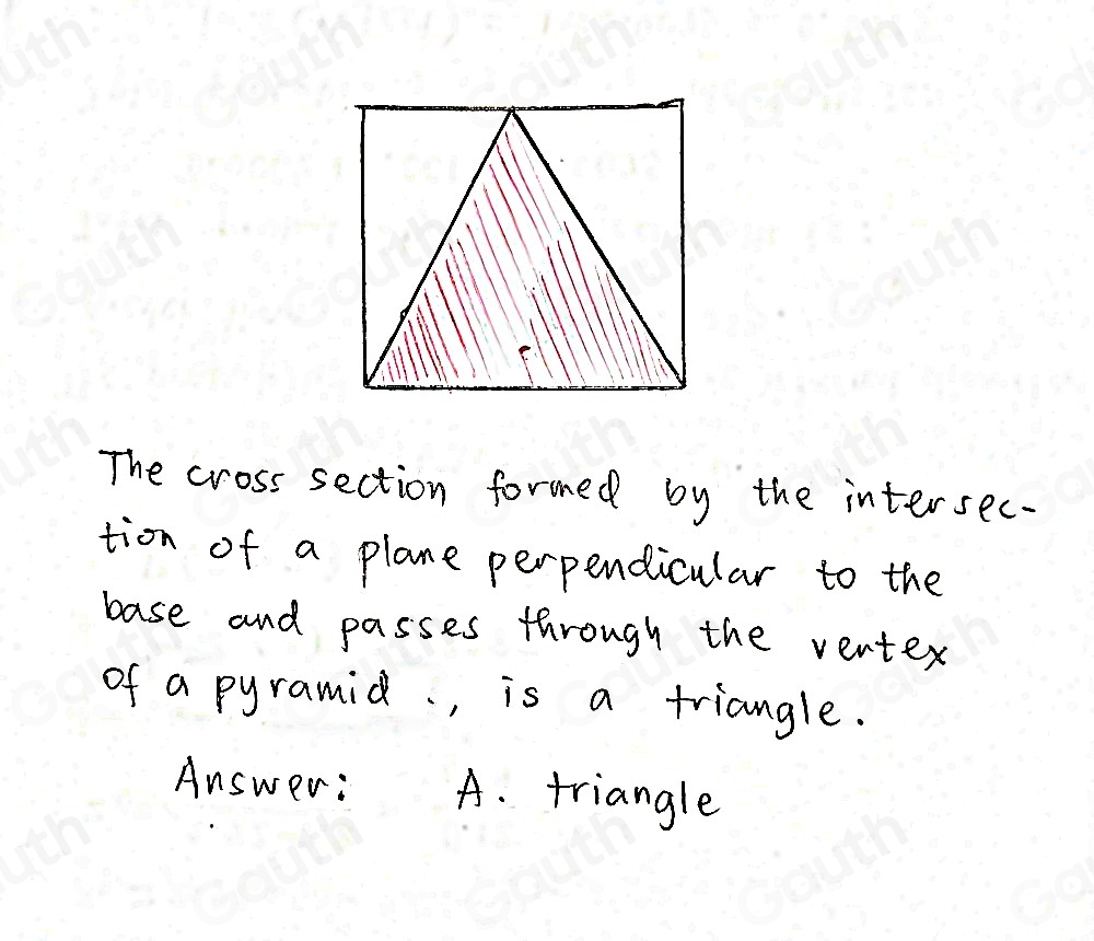Solved: A cross section of a square pyramid is formed by an ...