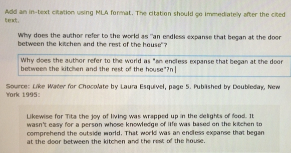 Solved: Add an in-text citation using MLA format. The citation should ...