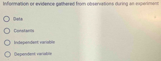 Solved: Information or evidence gathered from observations during an ...