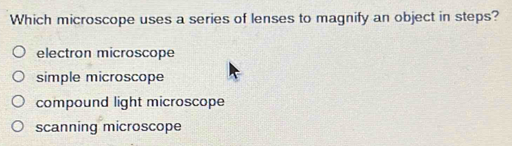 Solved: Which microscope uses a series of lenses to magnify an object ...