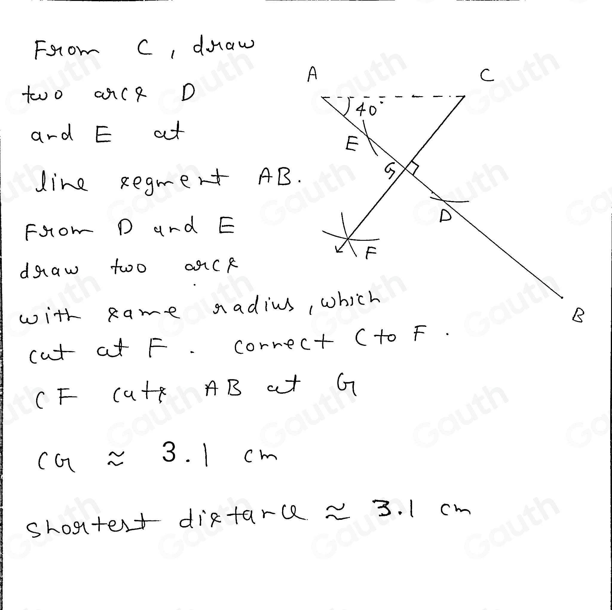 Solved: Use a ruler and a protractor to draw the diagram below. Then ...
