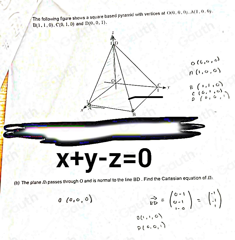 Solved: The following figure shows a square based pyramid with vertices ...