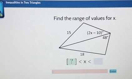 Solved: Inequalities in Two Triangles Find the range of values for x ...