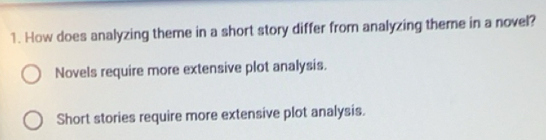 Solved: How does analyzing theme in a short story differ from analyzing ...