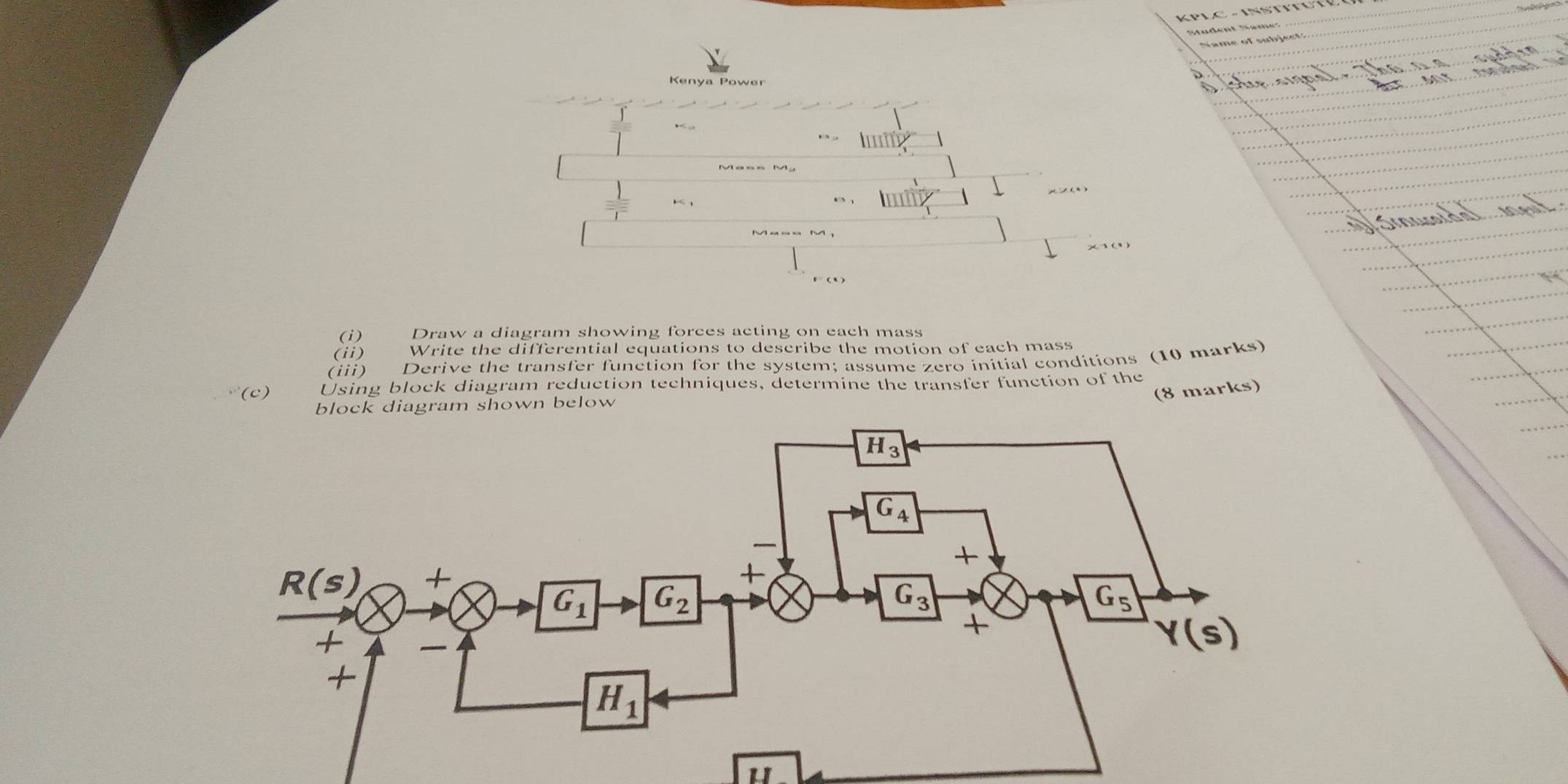 Solved: Student San Kenya Power (i) Draw a diagram showing forces ...