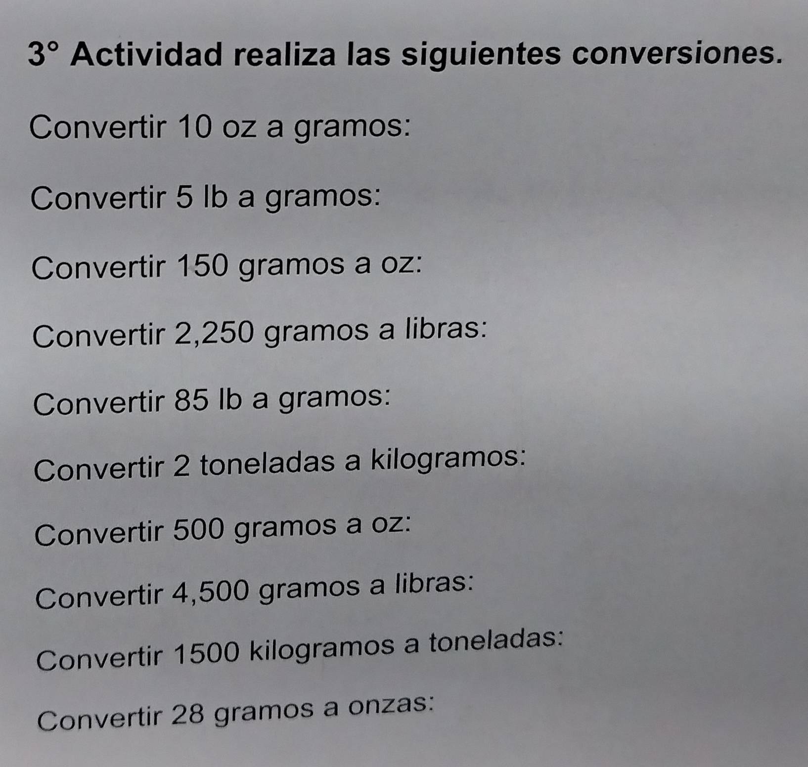 Resuelto:3° Actividad realiza las siguientes conversiones. Convertir 10 ...