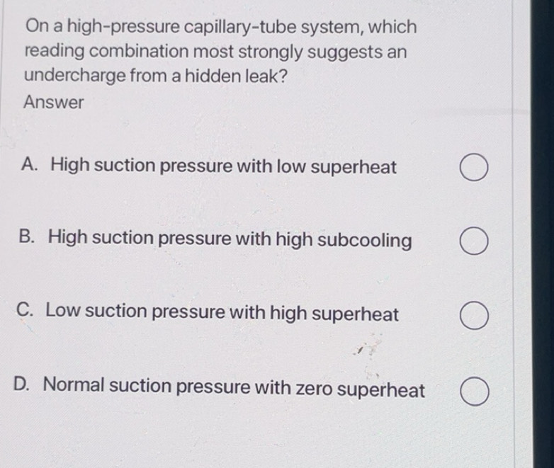 Solved: On a high-pressure capillary-tube system, which reading ...