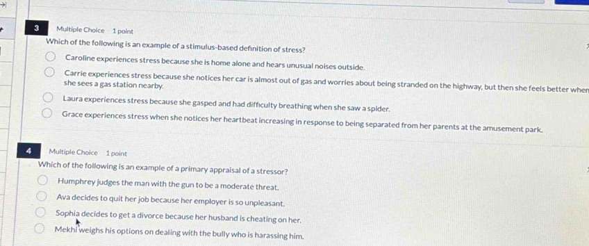 Solved: Which of the following is an example of a stimulus-based ...