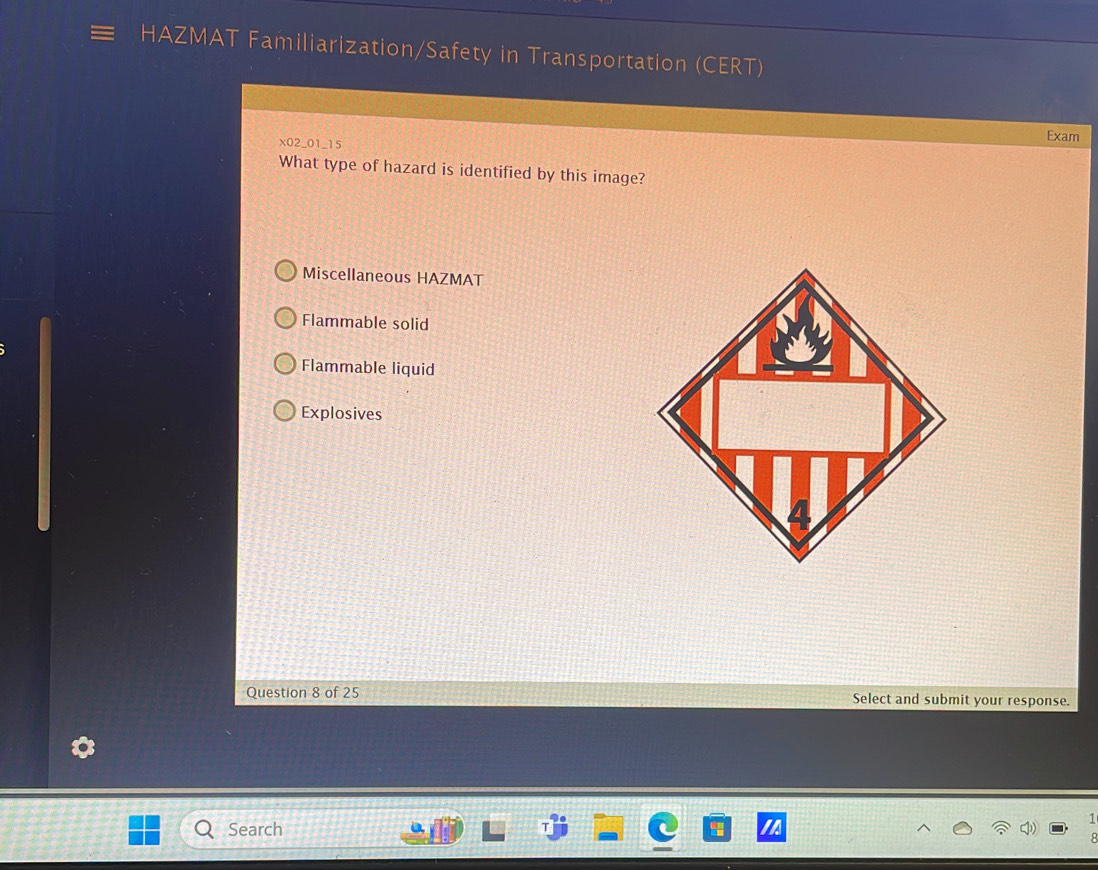 Solved: HAZMAT Familiarization/Safety in Transportation (CERT) x02_01 ...